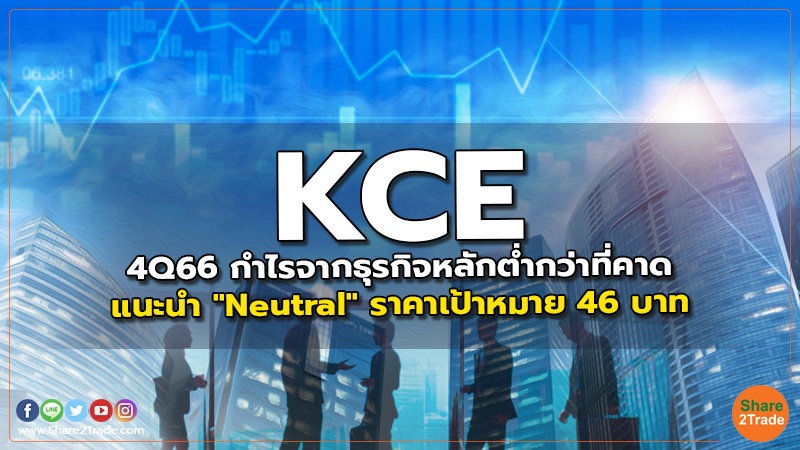 KCE 4Q66 กำไรจากธุรกิจหลักต่ำกว่าที่คาด แนะนำ "Neutral" ราคาเป้าหมาย 46 บาท | Share2Trade
